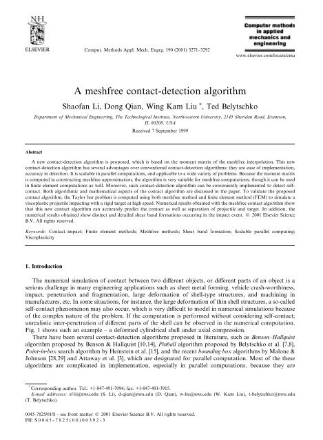 A Meshfree Contact Detection Algorithm