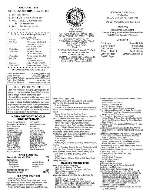 june is the month - Waco Rotary Club