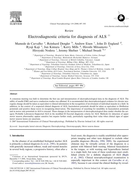 Electrodiagnostic criteria for diagnosis of ALS - ALS Forums