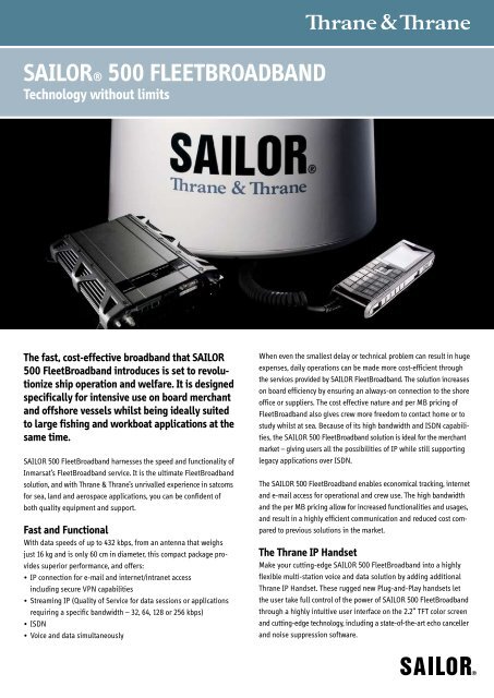 Sailor 500 Product Brochure (PDF) - Global Marine Networks