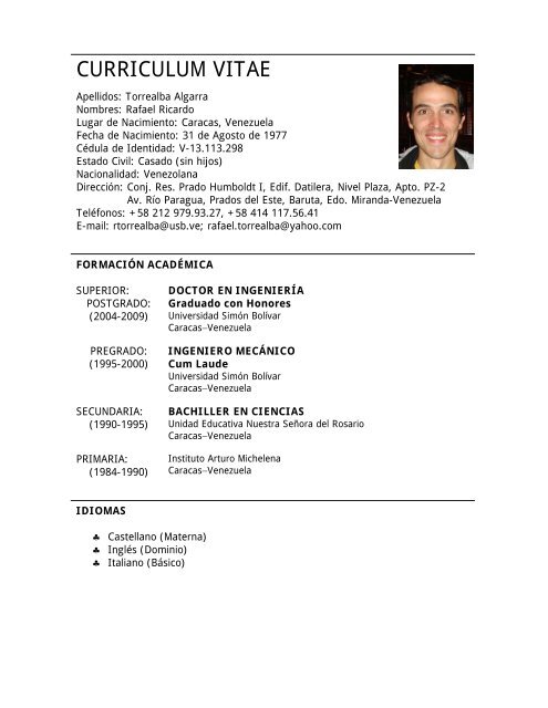 Curriculum Vitae - PÃ¡gina Web del Laboratorio C - Universidad ...