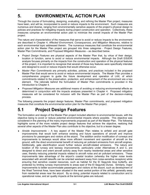 5. ENVIRONMENTAL ACTION PLAN 5.1 Project ... - LAX Master Plan