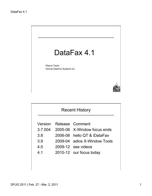 DataFax 4.1 - Clinical DataFax Systems