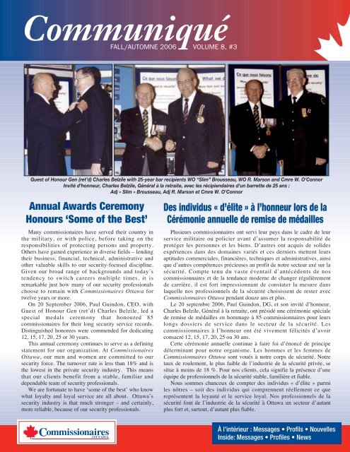 CommuniquÃ© - Commissionaires Ottawa