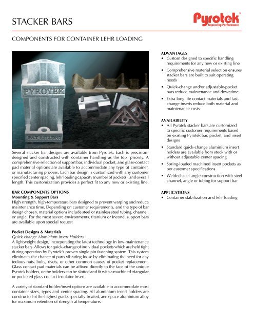 Pyrotek Stacker Bar Components - English (Letter)