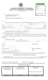 provisional or original certificate form - Assam University