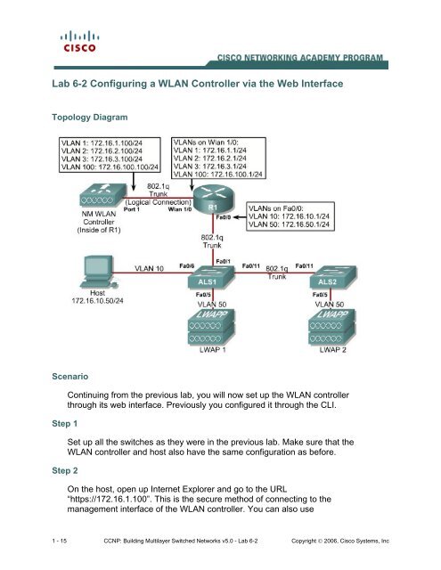 Lab 6-2 Configuring a WLAN Controller via the Web Interface