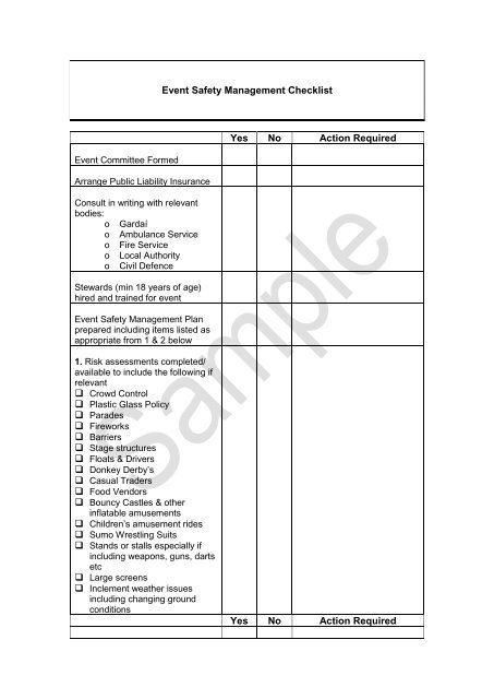 Event Safety Management Checklist