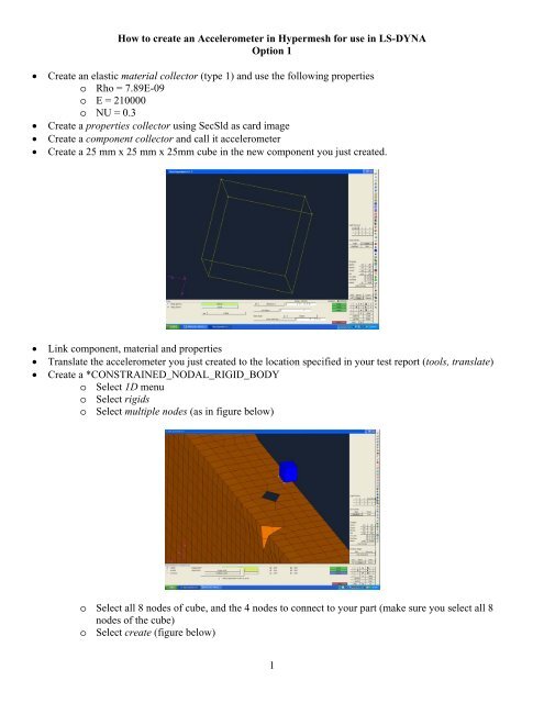 1 How to create an Accelerometer in Hypermesh for use in LS-DYNA