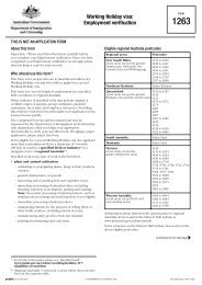 Form 1263 Working Holiday visa: Employment verification