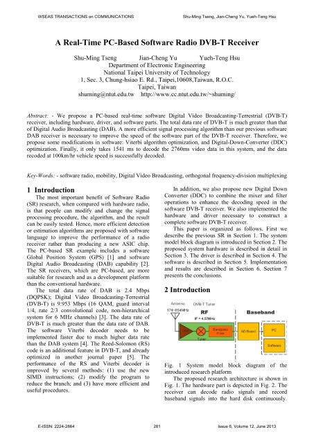 A Real-Time PC-Based Software Radio DVB-T Receiver - Wseas