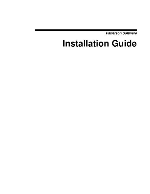 Patterson Software Installation Guide