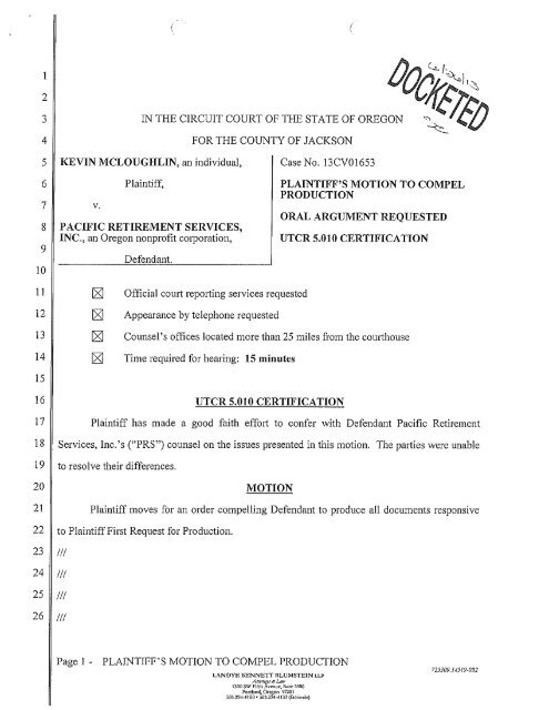 Plaintiff's Motion to Compel