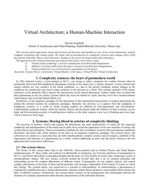 Virtual Architecture; a Human-Machine Interaction