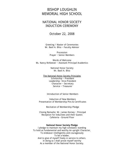 Program - Bishop Loughlin Memorial High School