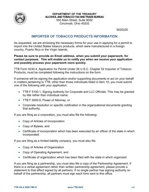 Information Letter - TTB