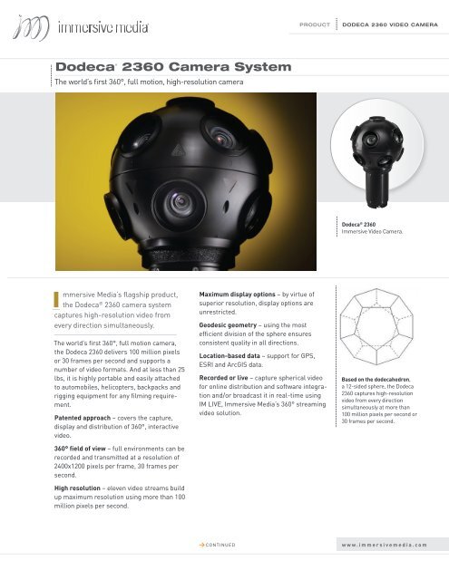 Dodeca® 2360 Camera System - Immersive Media