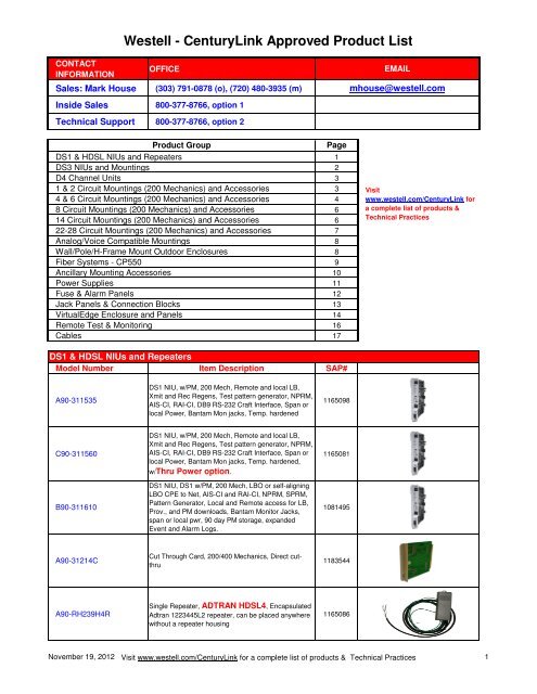 Westell CenturyLink Approved Product List westell-centurylink-approved-product-list