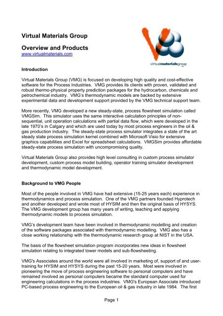 Virtual Materials Group Overview and Products - CO-LaN