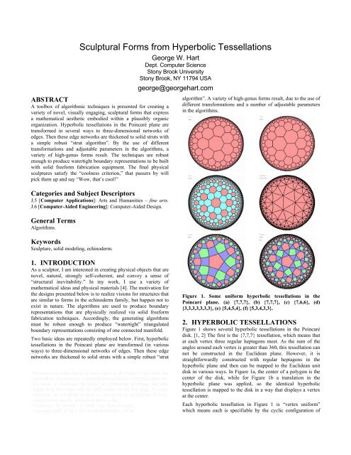Sculptural Forms from Hyperbolic Tessellations - George W. Hart