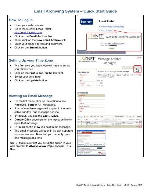 Email Archiving System â Quick Start Guide - Intertek, Email Portal