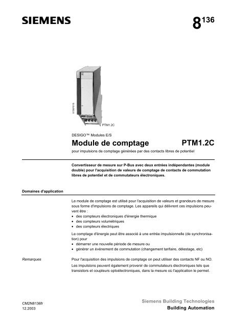 8136 Module de comptage PTM1.2C - Siemens Schweiz AG