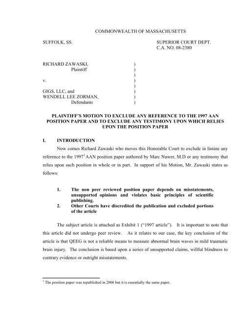 to Download an Exemplar Legal Motion to Exclude Marc Nuwer's ...