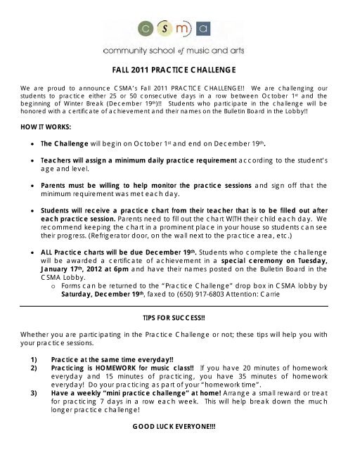 fall 2011 practice challenge chart