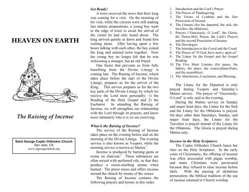 The Raising of Incense - Saint George & Saint Joseph Coptic ...