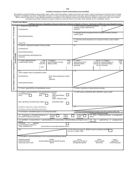 Health Certificate - For dairy products derived from milk of cows ...