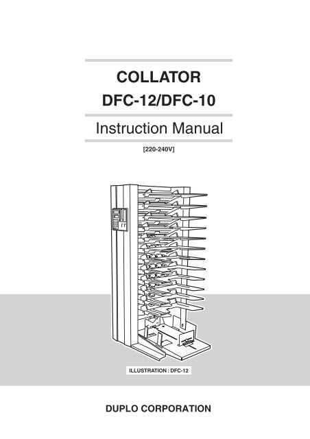 Instruction Manual COLLATOR DFC-12/DFC-10 - Ppm-sales.com