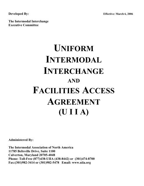 uniform intermodal interchange and facilities access agreement (uiia)