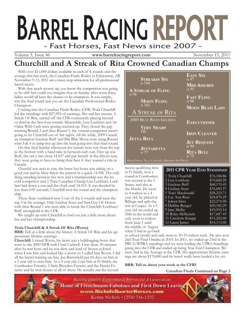 11/15 - Barrel Racing Report