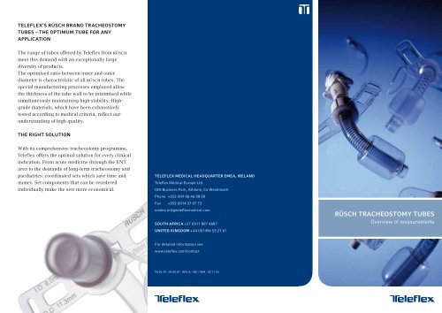 RÃ¼SCH TRACHEOSTOMY TUBES