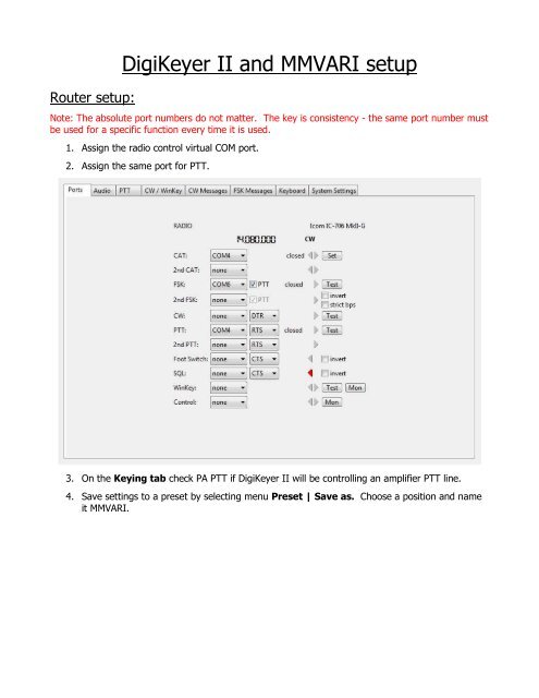 Digi Keyer II and MMVARI setup - microHAM