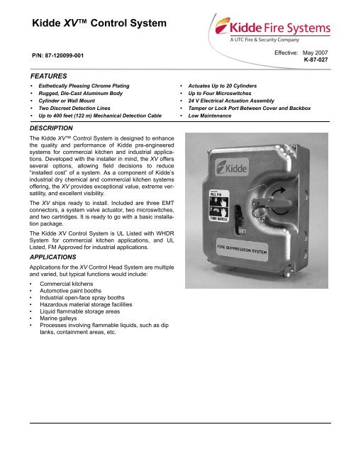 Kidde XVâ ¢ Control System - Fire-Professionals.Com
