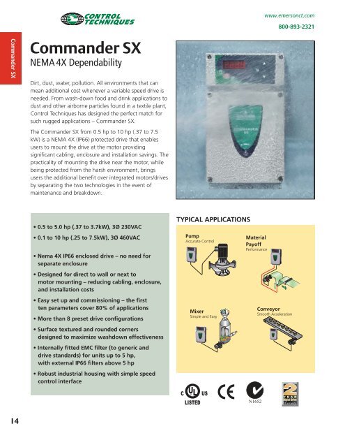 Control Techniques AC Drives - Commander SX - ECHO Group Inc.