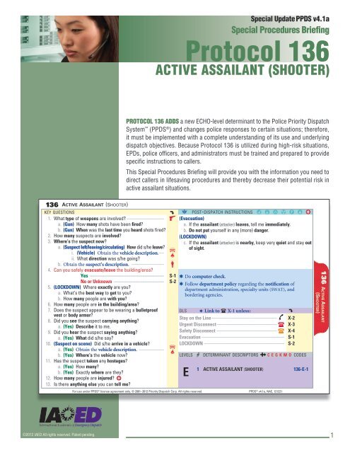 Protocol 136 - National Academies of Emergency Dispatch