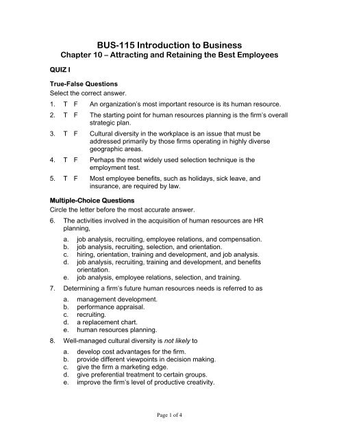 BUS-115 Introduction to Business