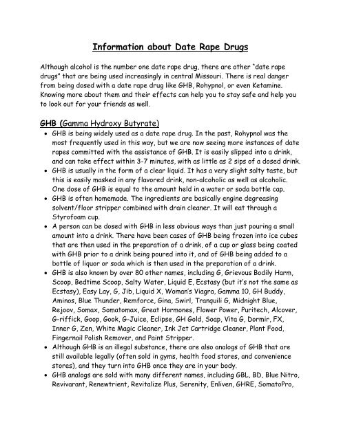 Information about Date Rape Drugs