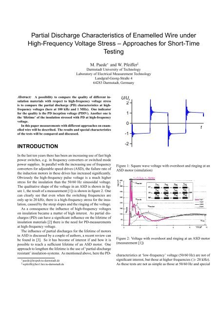 Partial Discharge Characteristics of Enamelled Wire under High ...