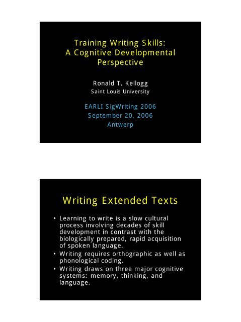 Training Writing Skills: A Cognitive Developmental Perspective