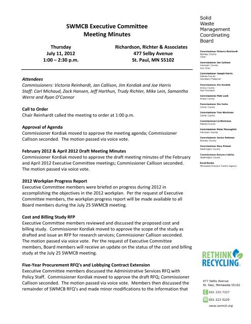 Executive Committee Minutes Follow Up To Decisions And Resolutions