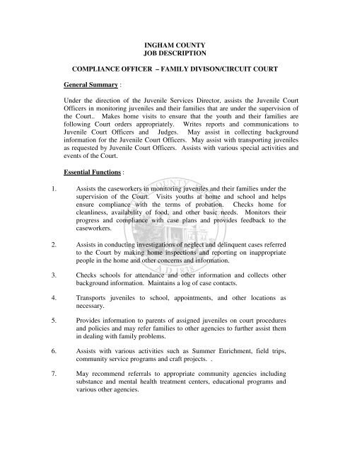 Compliance Officer - Ingham County Human Resources > HOME