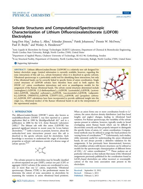 LiDFOB - Chemical & Biomolecular Engineering - North Carolina ...