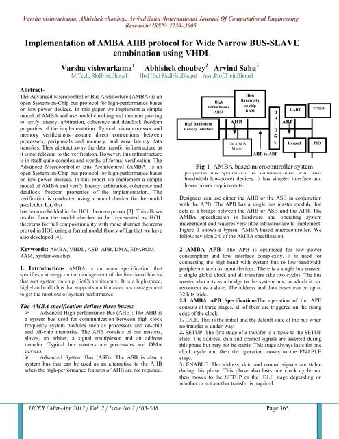 Implementation of AMBA AHB protocol for Wide Narrow BUS ... - ijcer