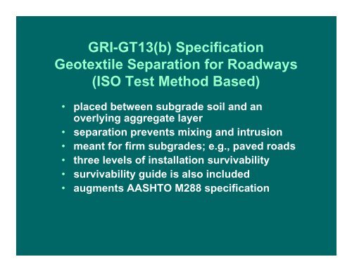 GRI-GT13(b) Specification Geotextile ... - The Geosynthetic Institute