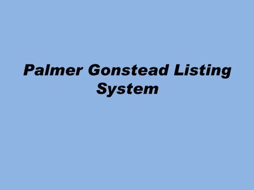 Palmer Gonstead Listing System