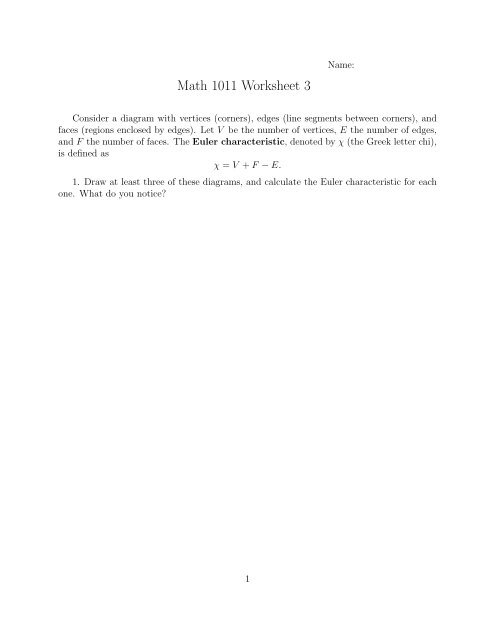 Math 1011 Worksheet 3