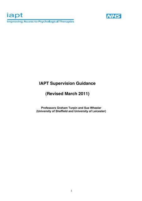 IAPT Supervision Guidance - IT Shared Services